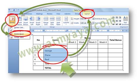 Kreasi Dalam Belajar Cara Cepat Menghapus Baris Di Tabel Microsoft Word