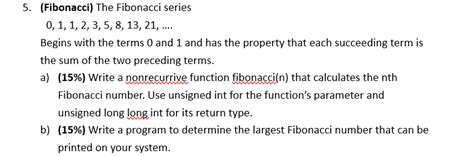Solved Fibonacci The Fibonacci Chegg