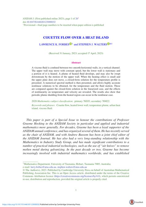 Pdf Couette Flow Over A Heat Island