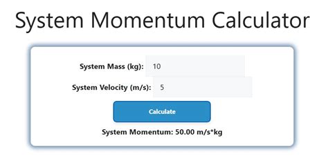 System Momentum Calculator Savvy Calculator