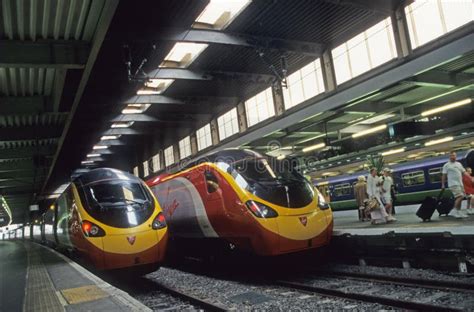 London Rail Stationary Trains At Platform Uk 2003 Editorial