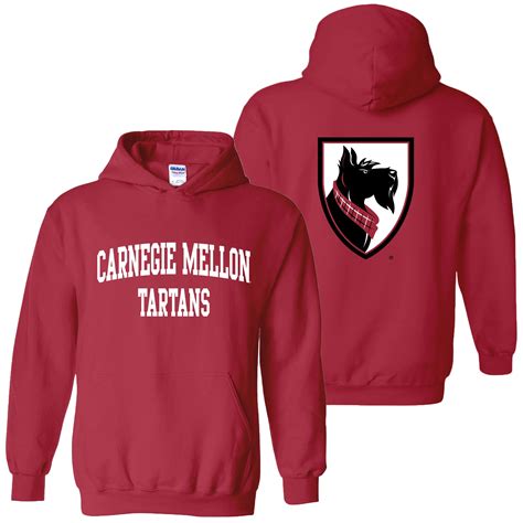 Carnegie Mellon University Tartans Front Back Print Hoodie Cardinal