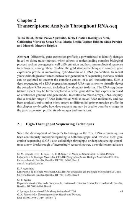 Pdf Transcriptome Analysis Throughout Rna Seq