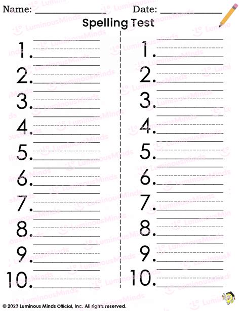 Free Printable Spelling Test Worksheet Printable Worksheets