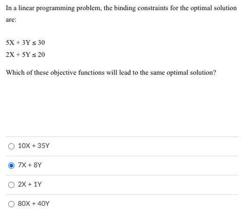 In A Linear Programming Problem The Binding