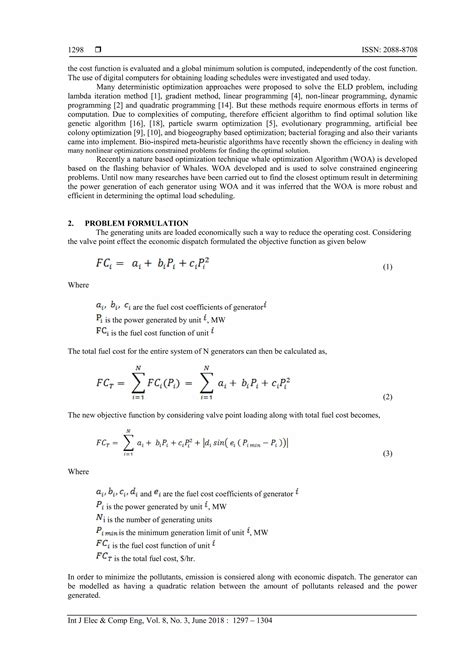 Economic And Emission Dispatch Using Whale Optimization Algorithm Woa Pdf
