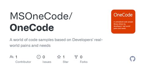 Github Msonecode Onecode A World Of Code Samples Based On Developers Real World Pains And Needs