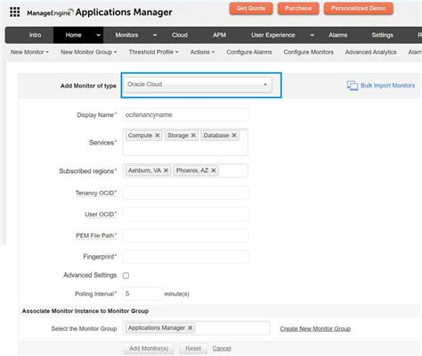 Onboarding The Oracle Cloud Monitoring Tool For Manageengine Applications Manager