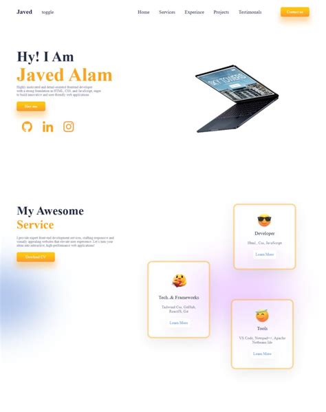 Javed Alam On Linkedin Fully Animation And Using Html Css Javascript That Is My Second Portfolio