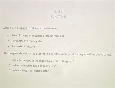 Solved Lab 7 Functions Write A C Program To Calculate The