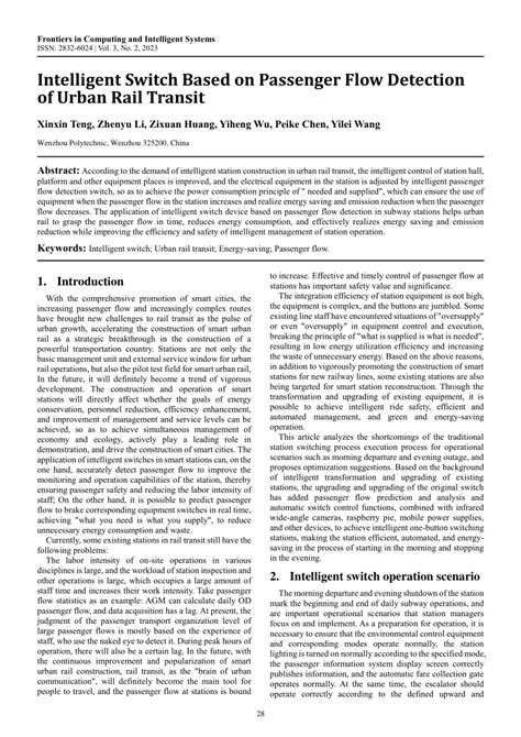 Pdf Intelligent Switch Based On Passenger Flow Detection Of Urban