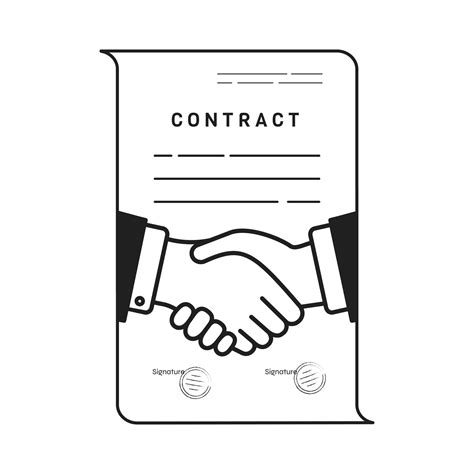 Contract Icon Symbol Paper Document And Handshake Flat Vector