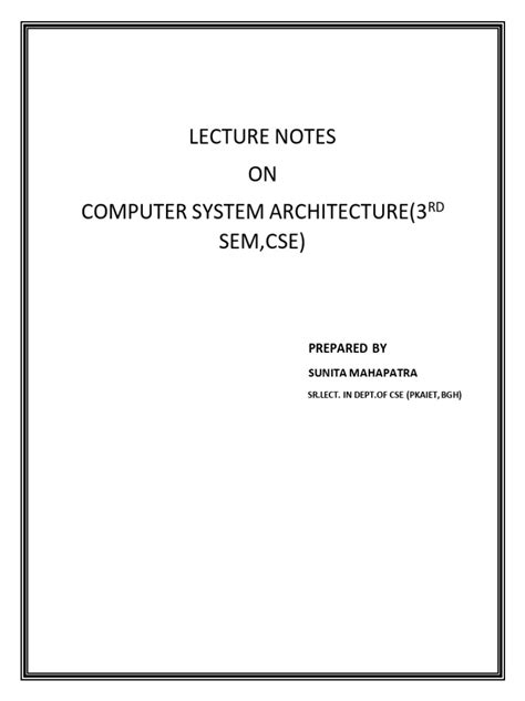Csa Lecture Notes Pdf Usb Central Processing Unit