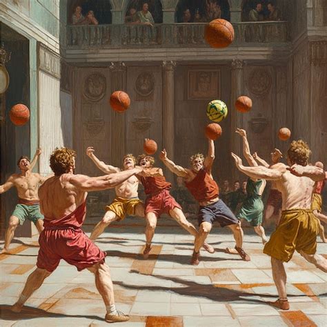 A Dodgeball Game In Progress With Players Dodging And Throwing Balls Premium Ai Generated Image