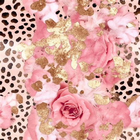 Premium Photo There Is A Pink Rose And Gold Glitter On A Leopard