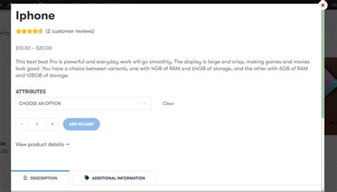 overview of the wbcom quick view for woocommerce frontend