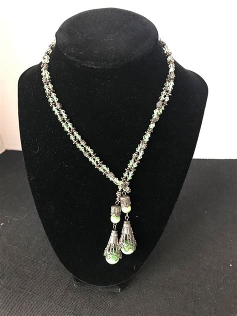 Art Deco Lariat Tassle Necklace Gem