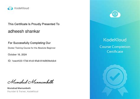 Docker Training Course For The Absolute Beginner Certificate Kodekloud