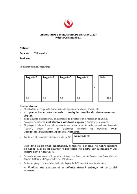 Algoritmos Y Estructura De Datos Cc182 2023 20 Algoritmos Y