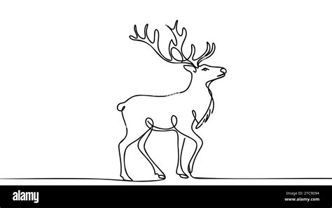 Deer Line Art Icon Deer Continuous Line Drawing Deer One Line Draw Graphic Vector Vector