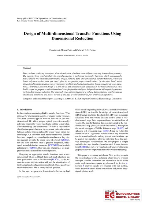 Pdf Design Of Multi Dimensional Transfer Functions Using Dimensional