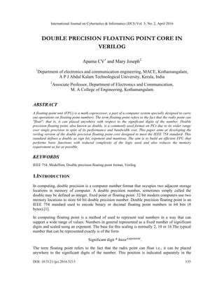 DOUBLE PRECISION FLOATING POINT CORE IN VERILOG PDF