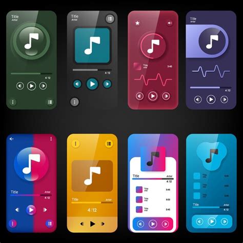 Premium Vector Mobile Music Player User Interface Collection Pack