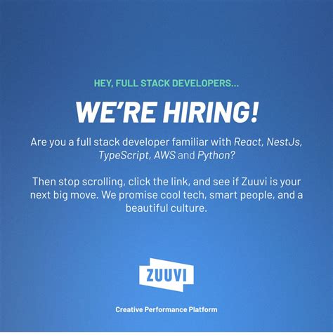 Hiring Full Stack Developer 🚀 Zuuvi
