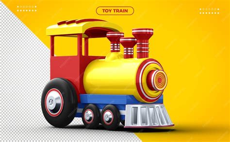 메이크업을 위한 노란색과 빨간색 장난감 기차 무료 Psd 파일