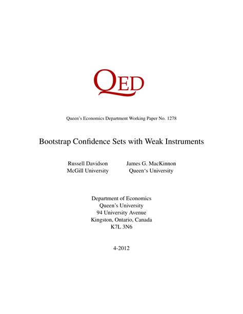 Pdf Bootstrap Confidence Sets With Weak Instruments