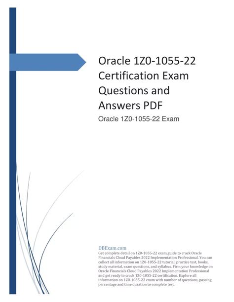 Ppt Oracle 1z0 1055 22 Certification Exam Questions And Answers Pdf Powerpoint Presentation