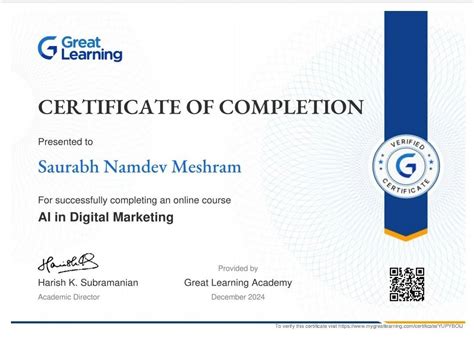 Greatlearningacademy Greatlearning Glacertificate Digitalmarketing Saurabh Meshram
