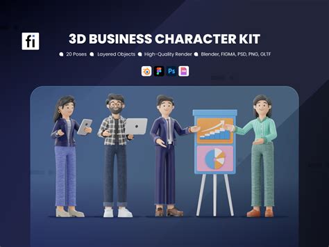 3d Business Characters Illustration Set Flat Icons