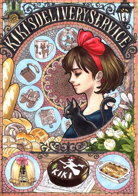 Art Nouveau Ghibli Kiki Sorciere