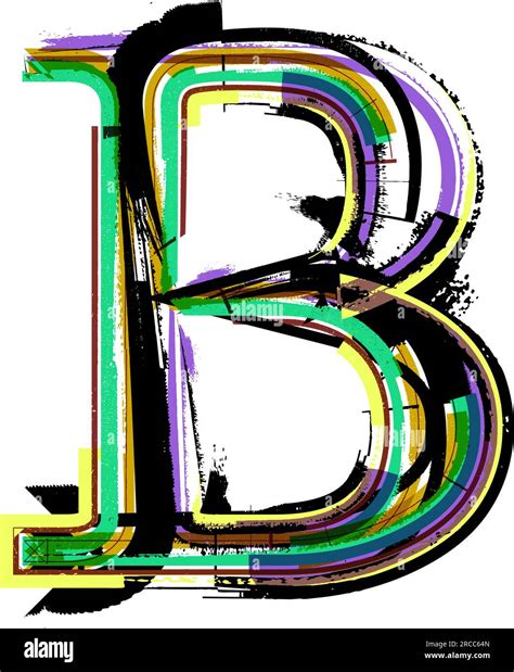 Art Sketched Fonts Uppercase Symbols Vector Illustration Letter B