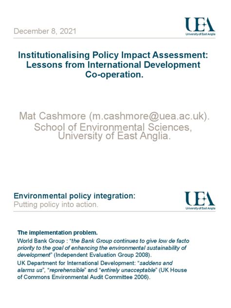 Institutionalising Policy Impact Assessment Lessons From Development Co Operation Pdf