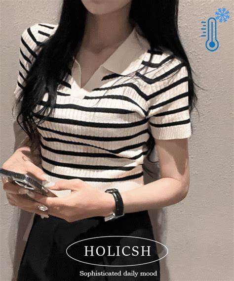 당일출고 재입고팔뚝커버반쪽핏 단가라 카라 스트라이프 니트 세미크롭 반팔티셔츠여름옷 롱슬리브 골지셔츠 빅사이즈 오버핏 굴림