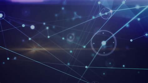 Premium Stock Video Animation Of Connected Dots Forming Shapes Over Lens Flares Against