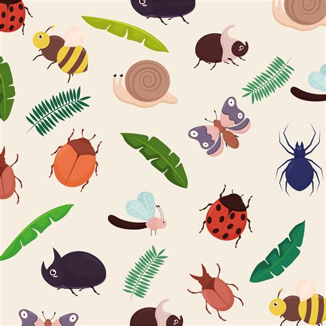 Cute Bugs Pattern 6617153 Vector Art At Vecteezy