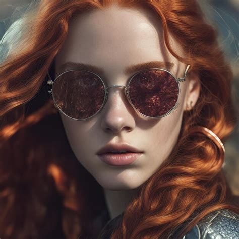 Premium Ai Image Young Redhead Woman Wearing Mirrored Glasses Fair