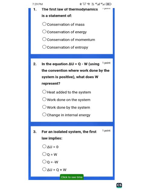 1st Law Of Thermodynamics Practice Test Pdf