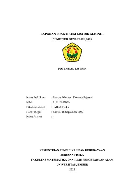 Fannya Febriyani Florensy F 2118102010 36 Lm Laporan Praktikum Listrik Magnet Semester Genap