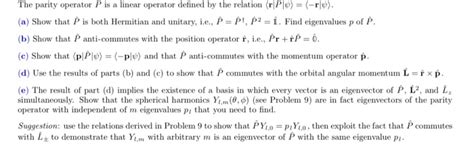 solved the parity operator p is a linear operator defined by