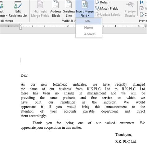 INFO TECH Mail Merge In Microsoft Word