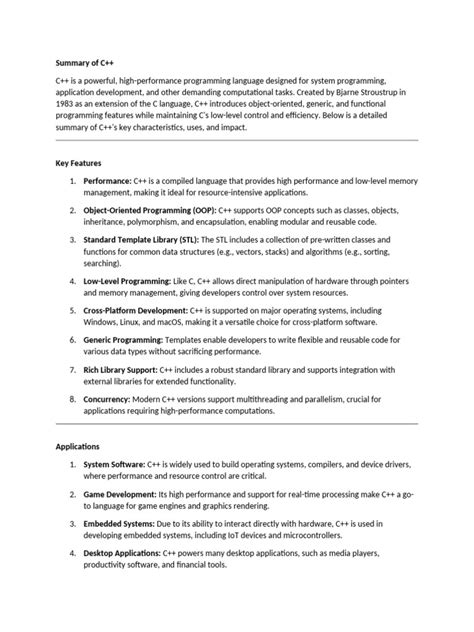 Summary Of C Pdf C Object Oriented Programming