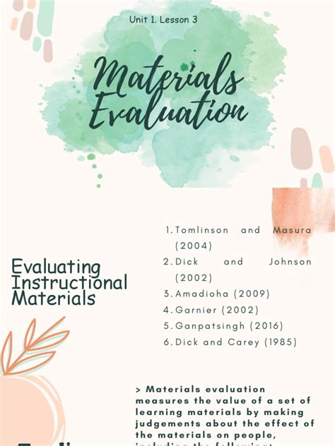 Materials Evaluation Pdf Instructional Design Cognition