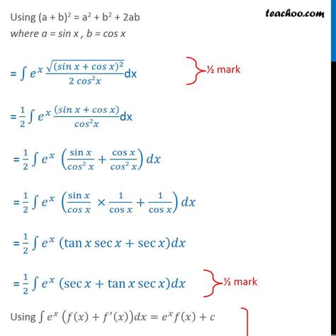 Integrate E X Root 1 Sin 2x 1 Cos 2x Dx Teachoo