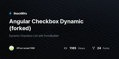 Angular Checkbox Dynamic Forked Stackblitz