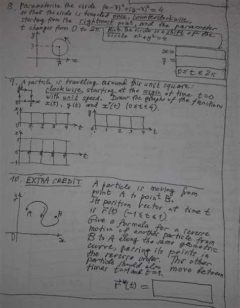 solved parameterize the circle x 7 2 y 3 2 4 so