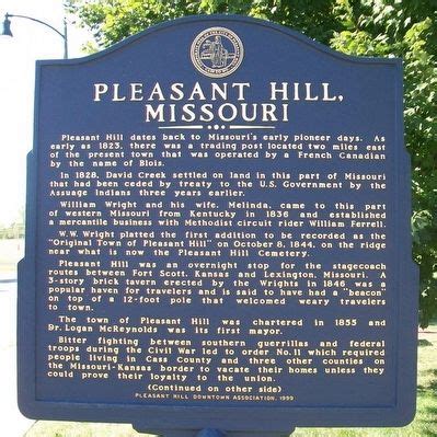 Pleasant Hill Missouri Historical Marker